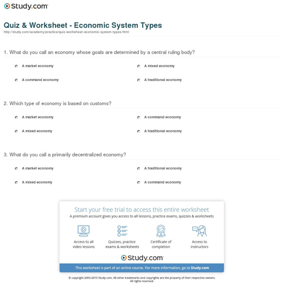 Economic Systems Worksheet Answer Key — db-excel.com