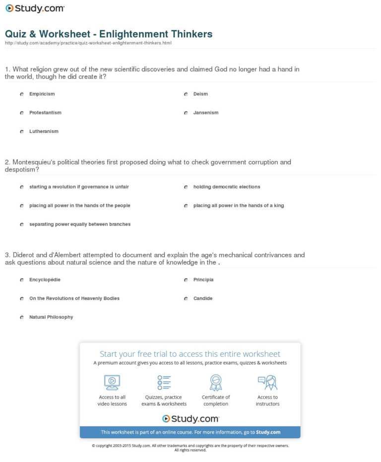 Quiz Worksheet Enlightenment Thinkers Study Db excel Quiz Worksheet Enlightenment Thinkers Study Db excel