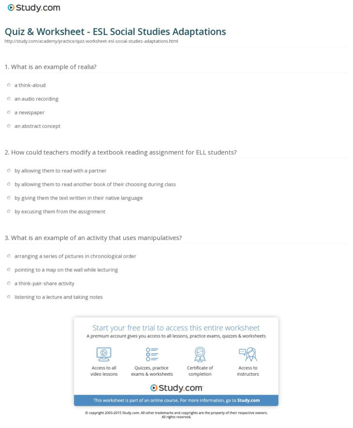 Quiz Worksheet Esl Social Studies Adaptations Study — db-excel.com