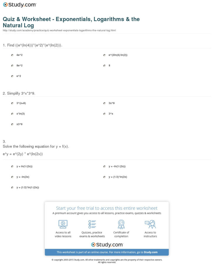 Logarithm Worksheet With Answers — db-excel.com