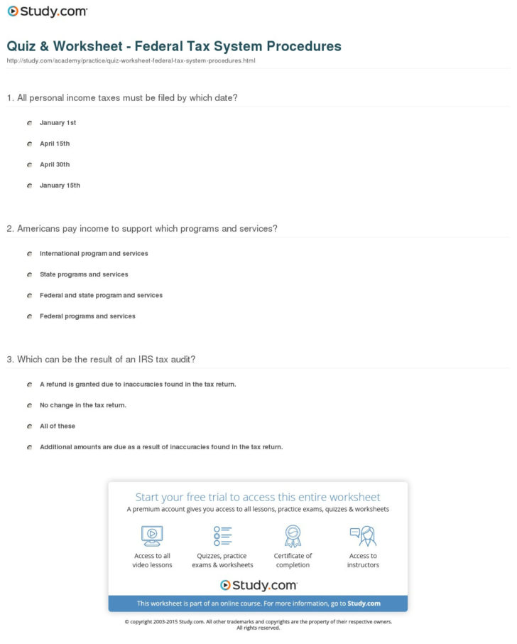 Federal Tax Worksheet — db-excel.com