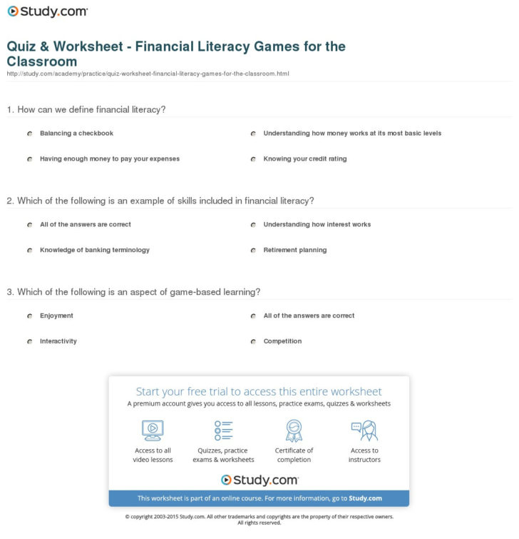 Financial Literacy Worksheets Pdf — db-excel.com