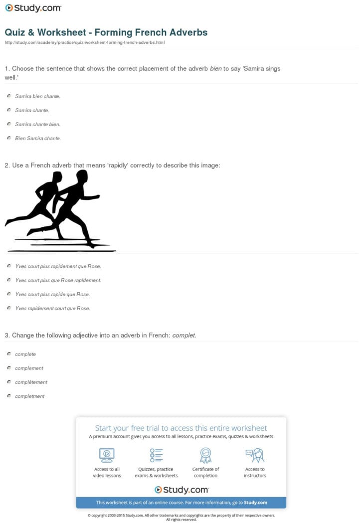 Quiz Worksheet Forming French Adverbs Study — db-excel.com