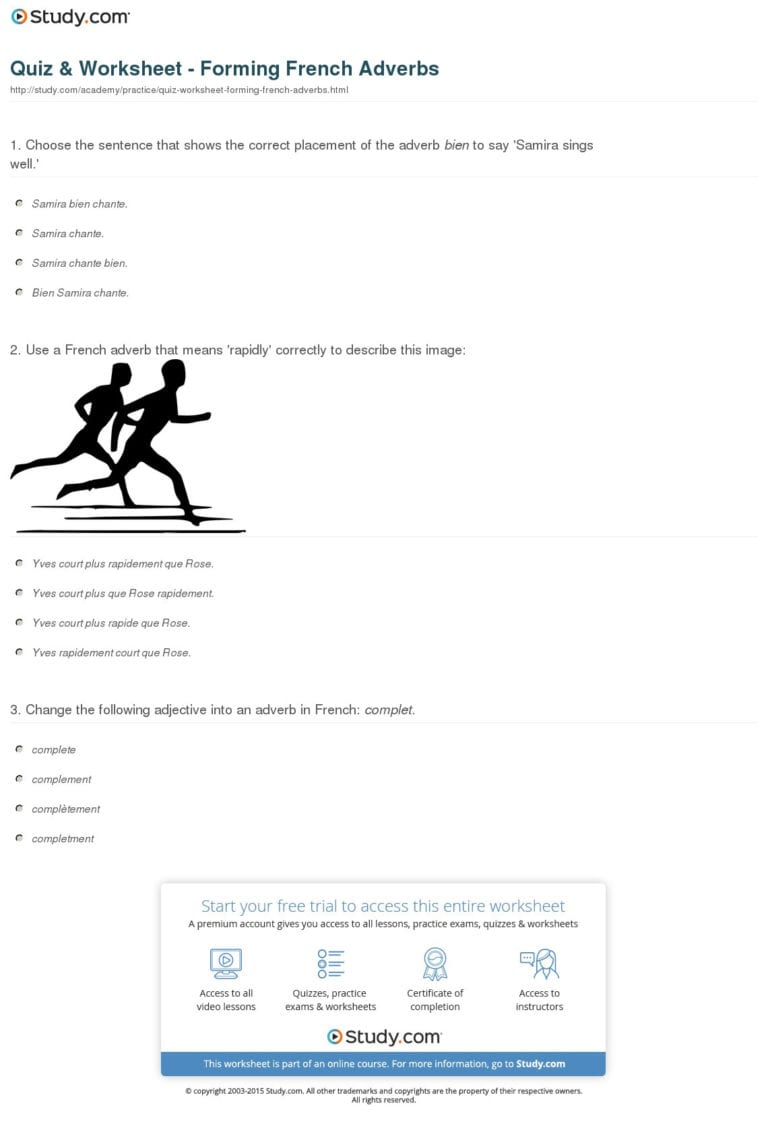 Quiz Worksheet Forming French Adverbs Study — db-excel.com