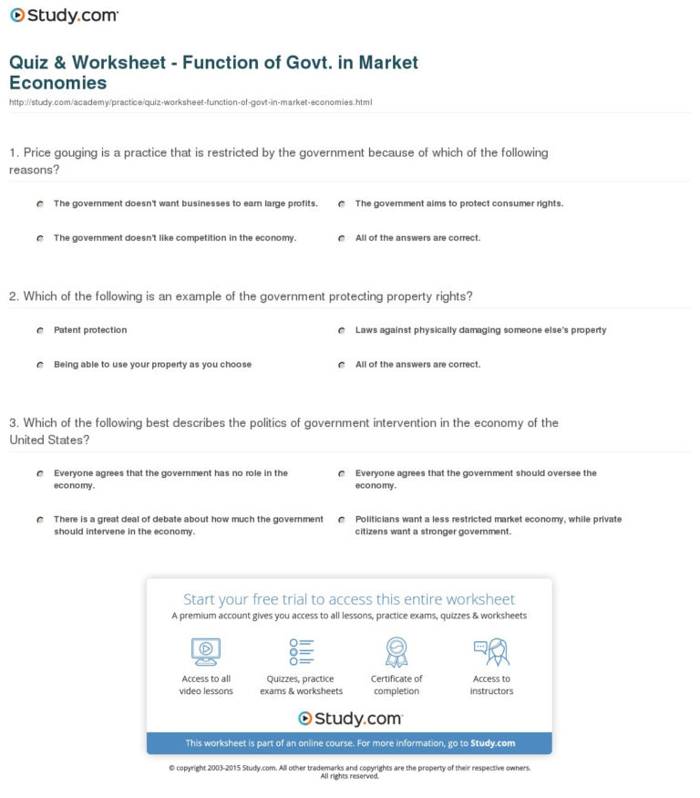 The Market Economy Worksheet — db-excel.com