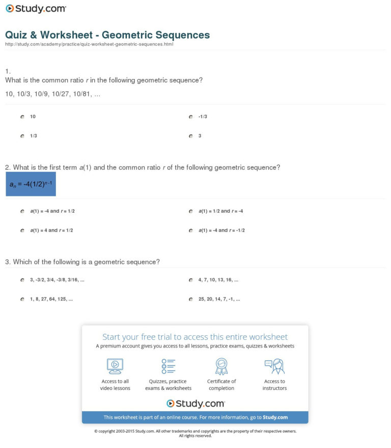 Geometric Sequence Worksheet — db-excel.com