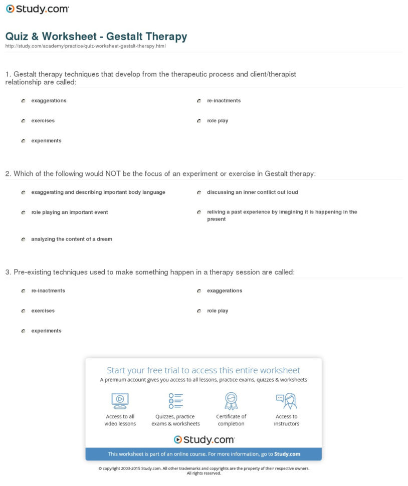 Quiz Worksheet Gestalt Therapy Study — db-excel.com