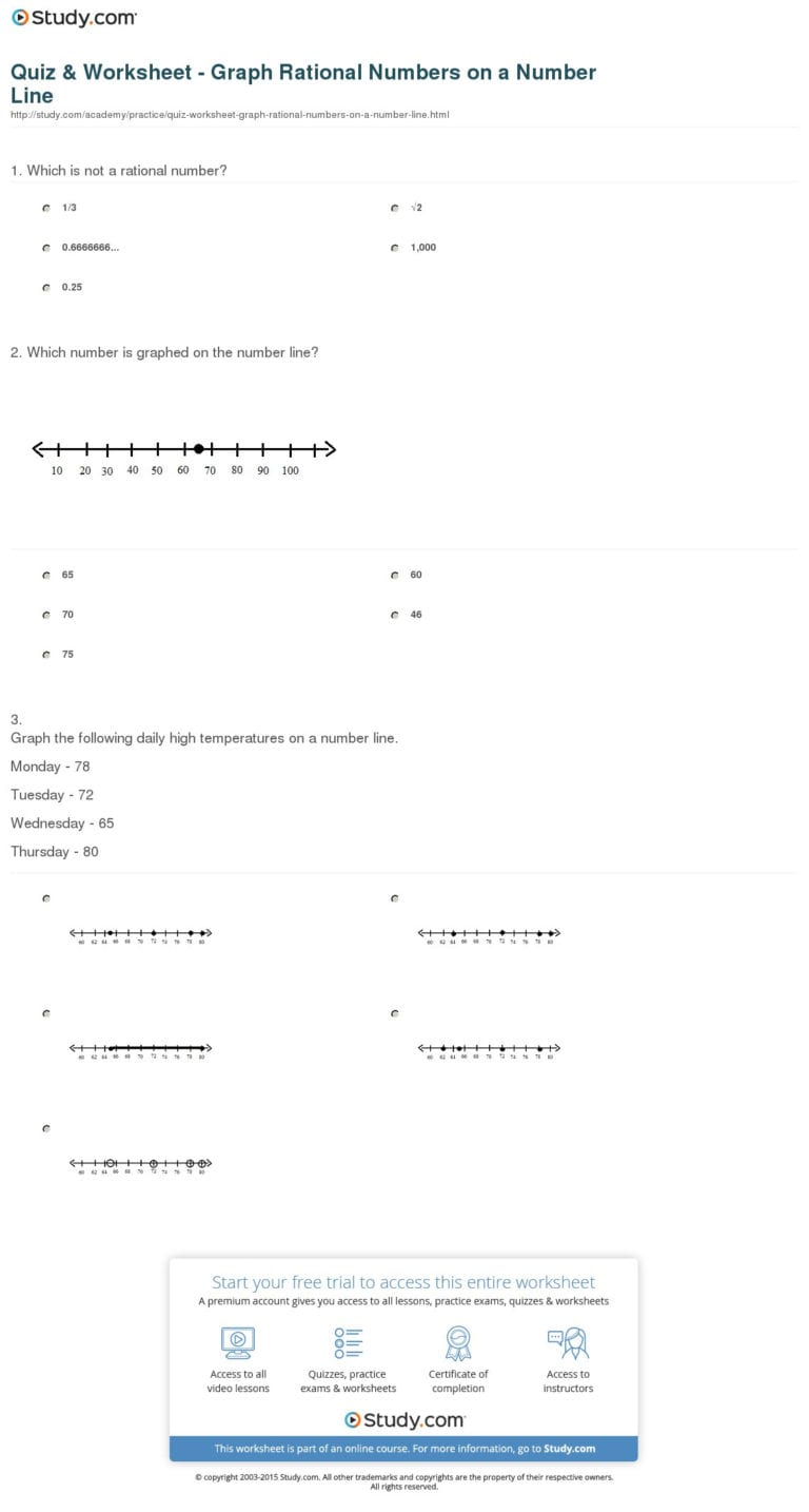 Quiz Worksheet Graph Rational Numbers On A Number Line — db-excel.com
