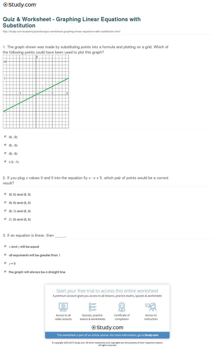 Quiz Worksheet Graphing Linear Equations With — db-excel.com