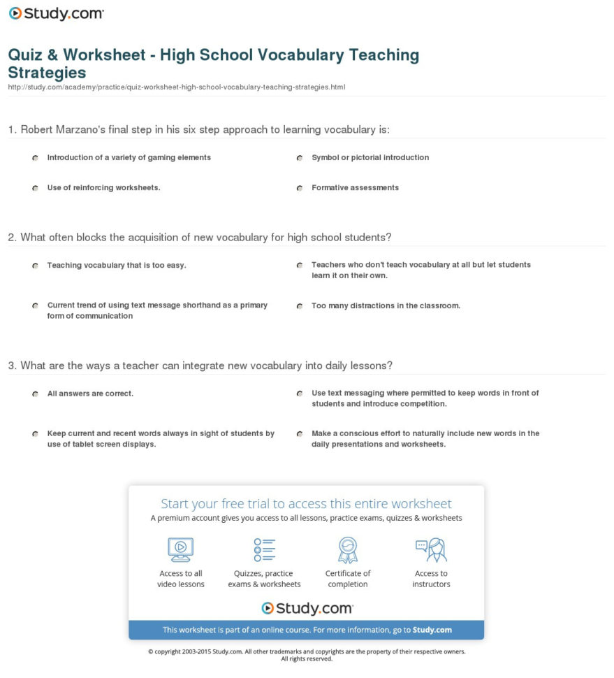 High School Vocabulary Worksheets — db-excel.com