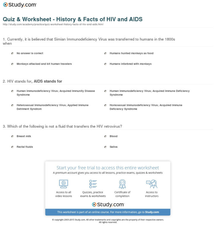 Quiz Worksheet History Facts Of Hiv And Aids Study — db-excel.com