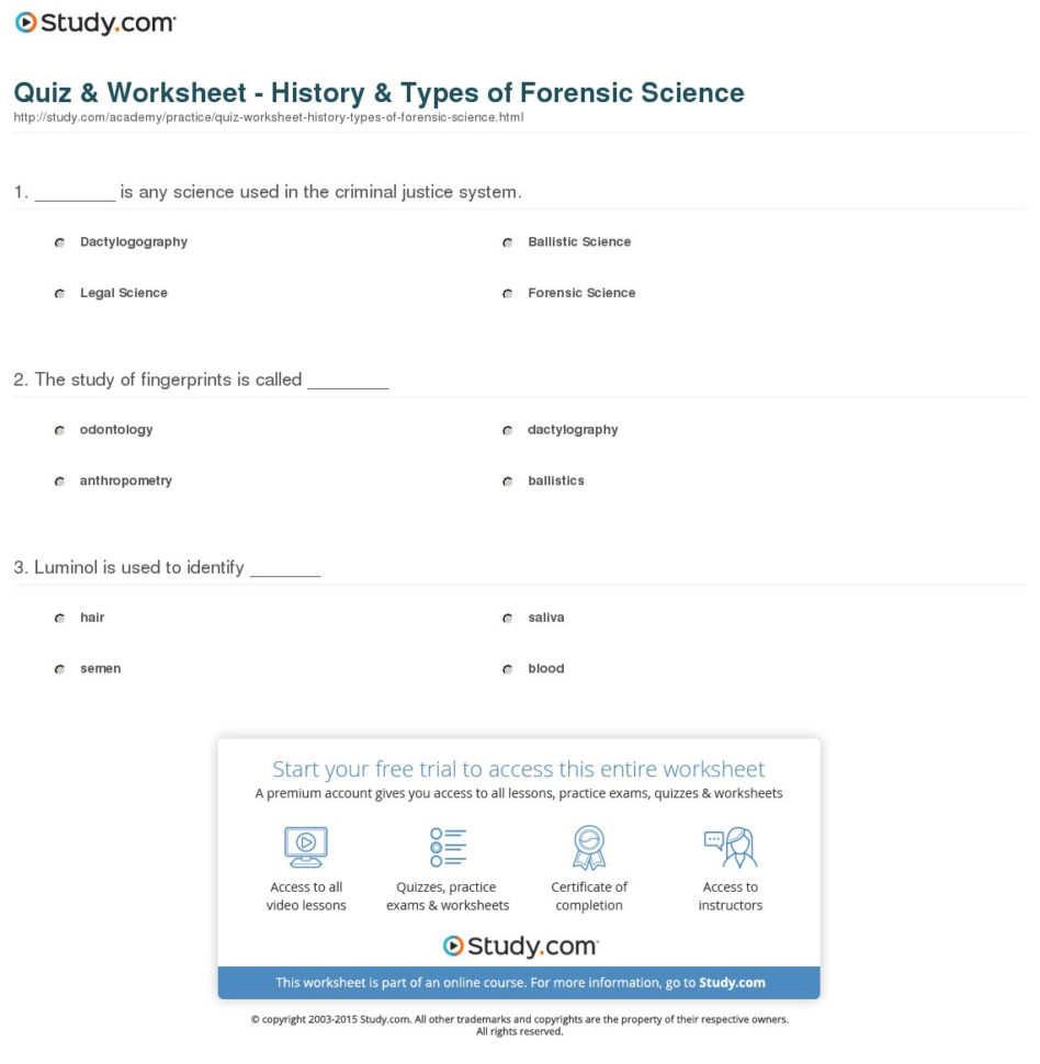 Forensic Science Worksheets For High School — db-excel.com