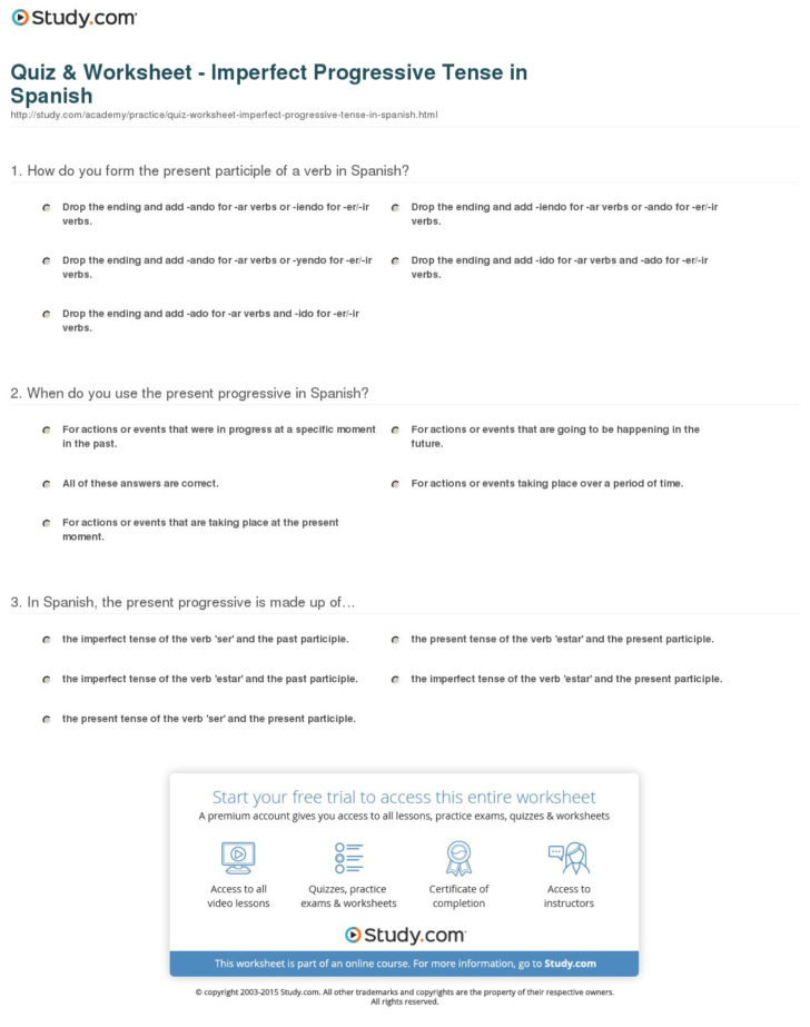 Quiz Worksheet Imperfect Progressive Tense In Spanish — db-excel.com