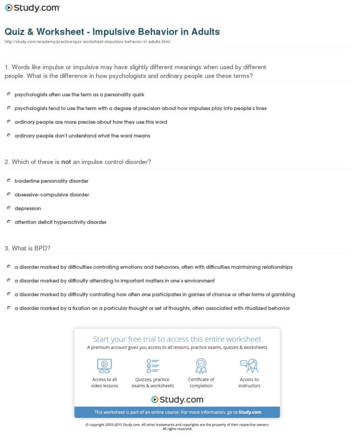 Impulse Control Worksheets Printable — db-excel.com