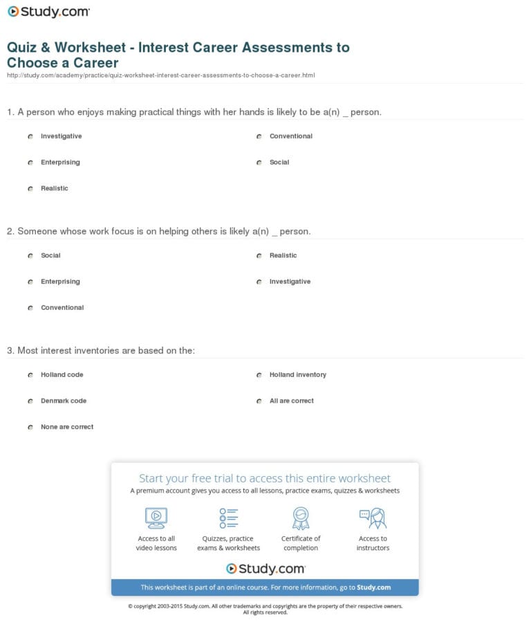 Career Interest Worksheet — db-excel.com