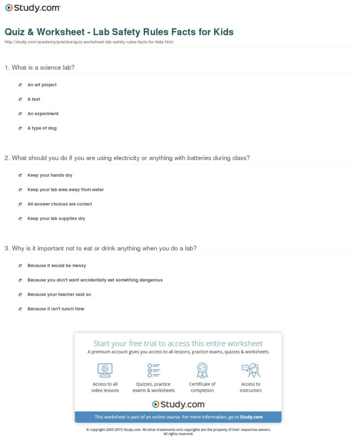 Quiz Worksheet Lab Safety Rules Facts For Kids Study — db-excel.com
