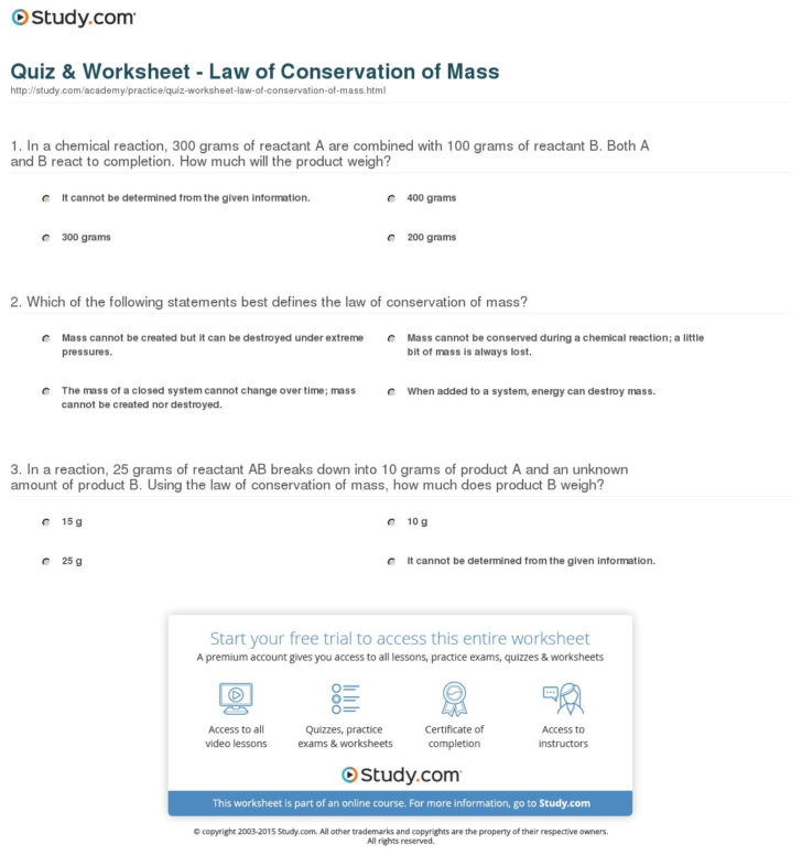 Conservation Of Mass Worksheet — db-excel.com