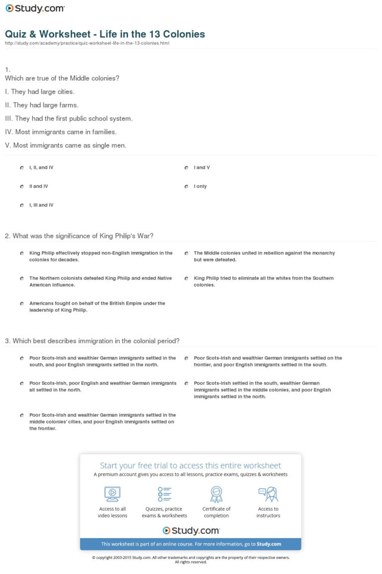 13 Colonies Reading Comprehension Worksheet — db-excel.com