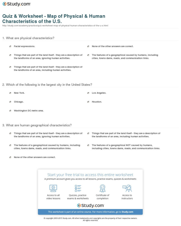 Quiz Worksheet Map Of Physical Human Characteristics — db-excel.com