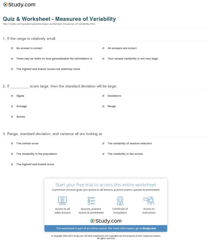 Quiz Worksheet Measures Of Variability Study — db-excel.com