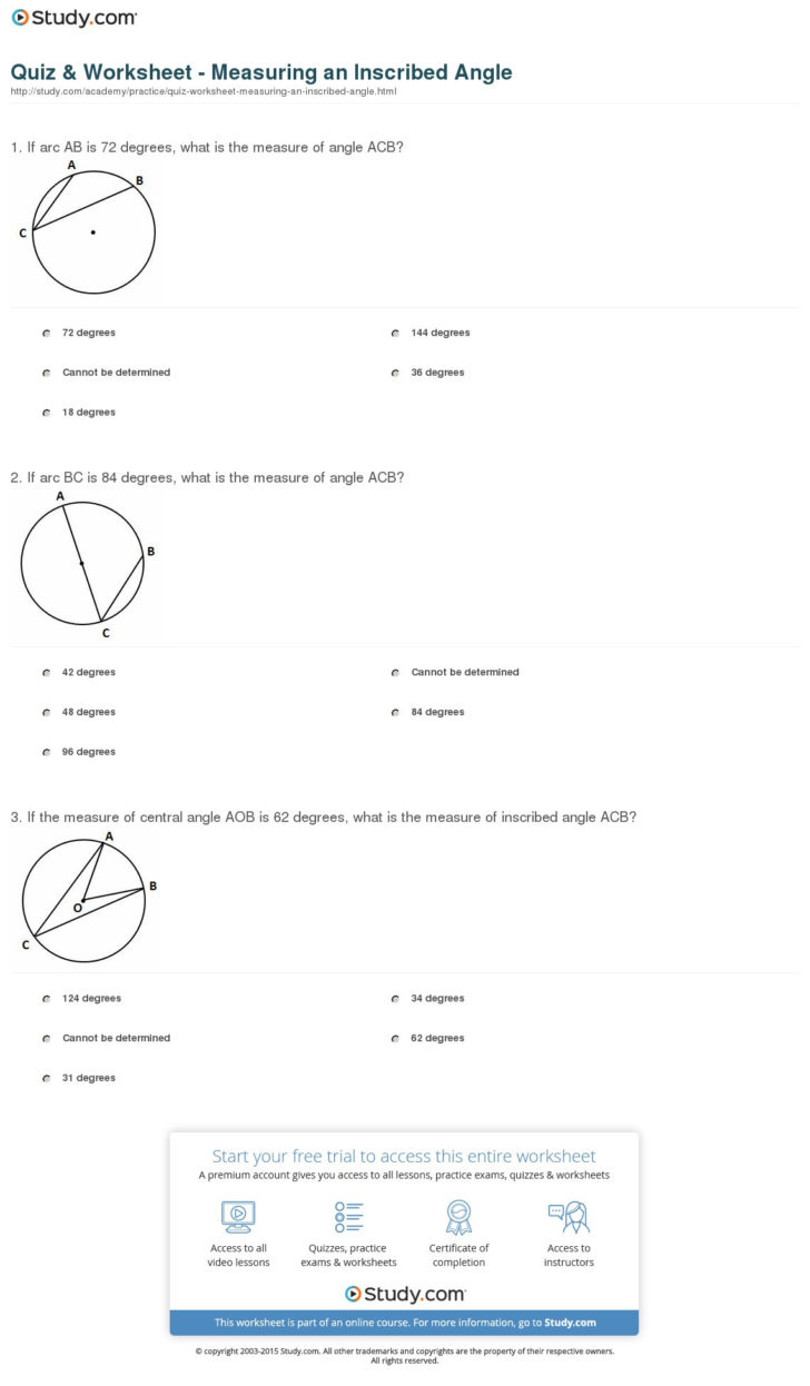 Inscribed Angles Worksheet — db-excel.com