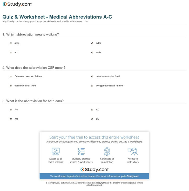 Medical Terminology Abbreviations Worksheet — db-excel.com