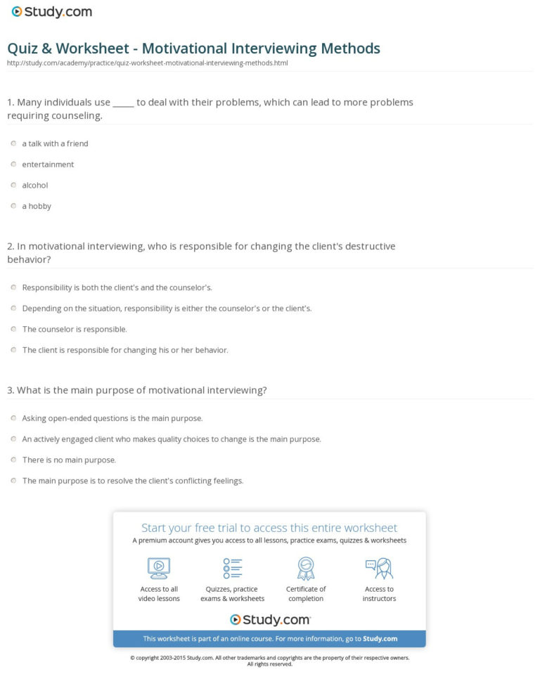 Motivational Interviewing Worksheets — db-excel.com