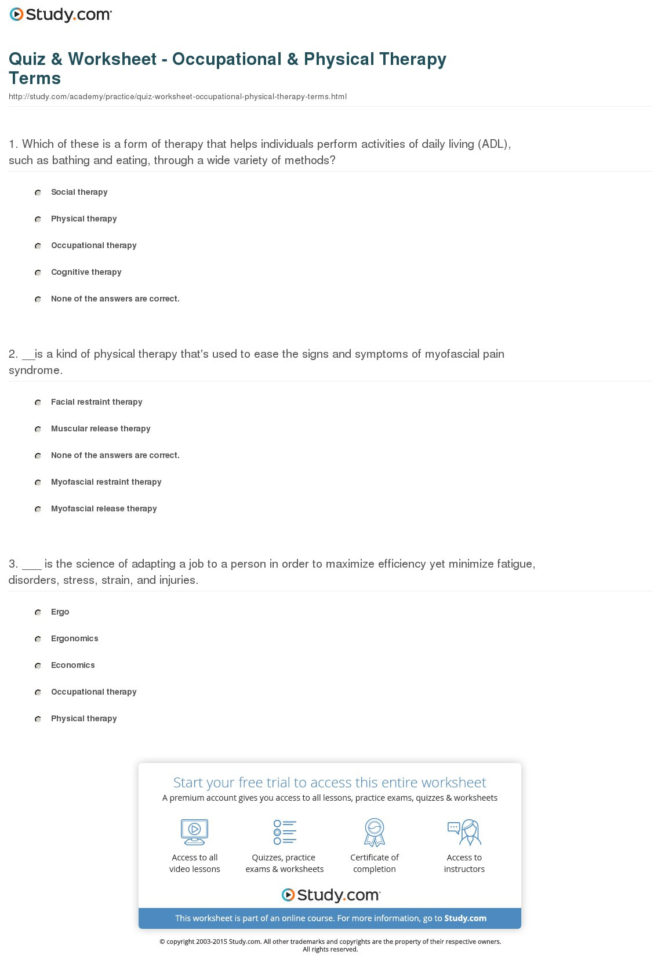Quiz Worksheet Occupational Physical Therapy Terms — db-excel.com
