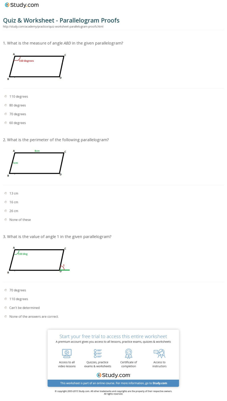 Parallelogram Proofs Worksheet With Answers — db-excel.com