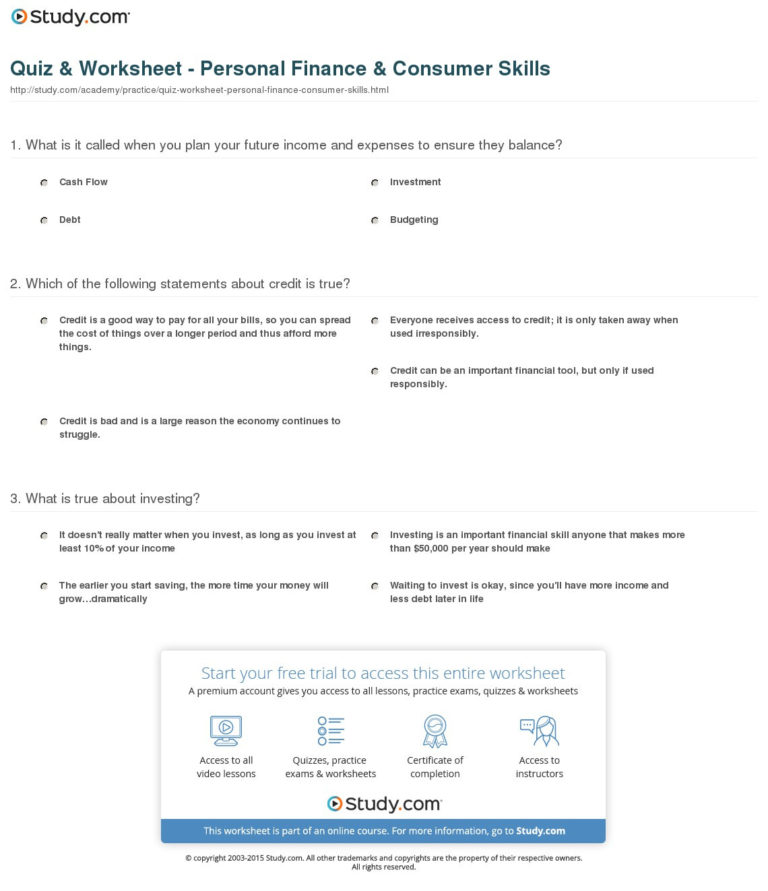 Personal Finance Worksheets — db-excel.com