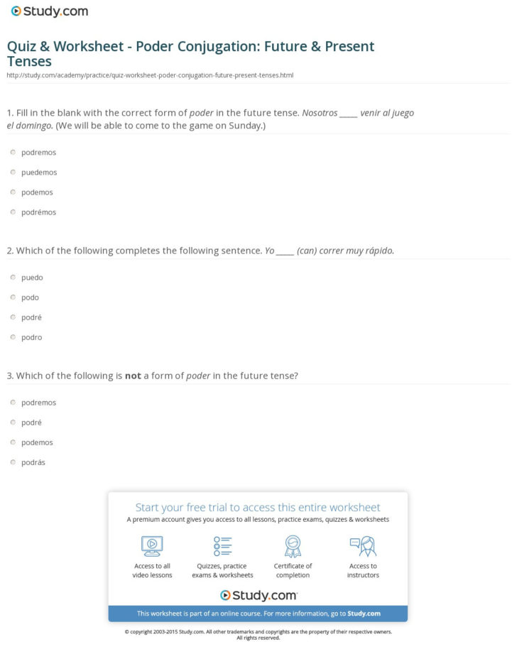 Quiz Worksheet Poder Conjugation Future Present Tenses — db-excel.com