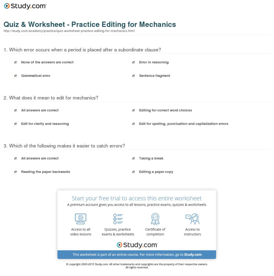 Editing Practice Worksheets — db-excel.com