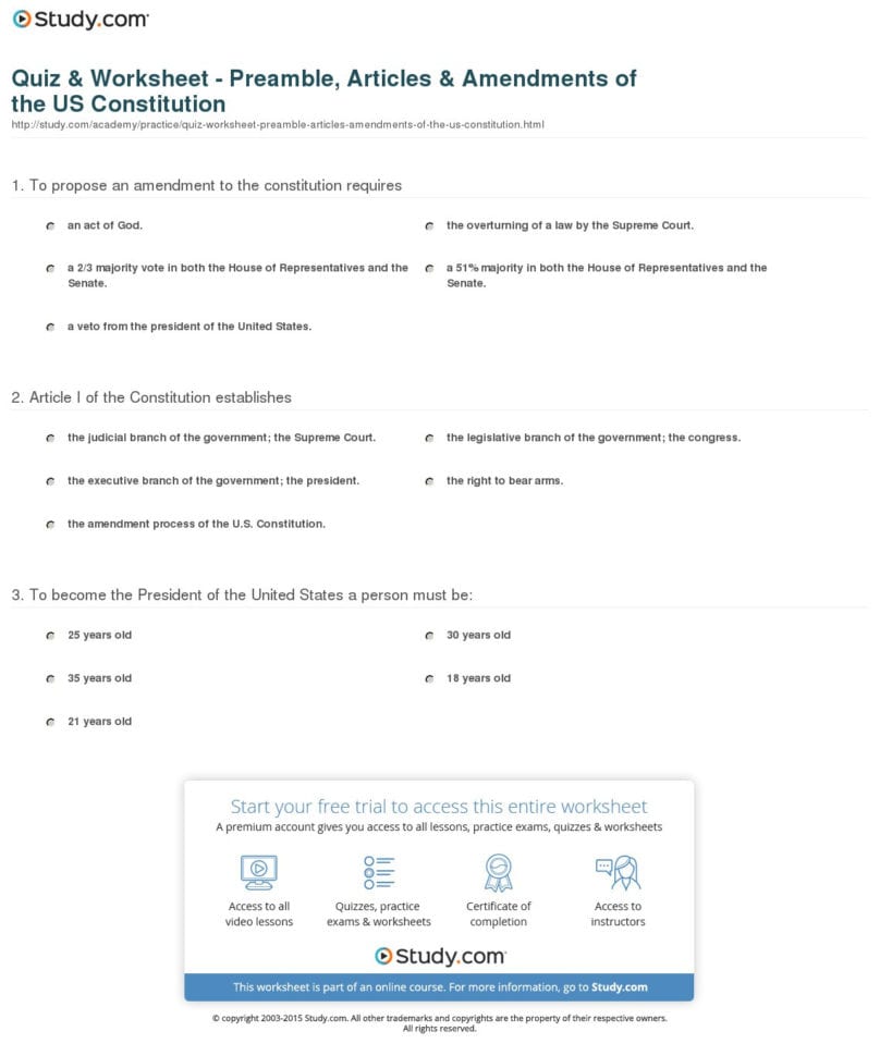 United States Constitution Worksheet — db-excel.com