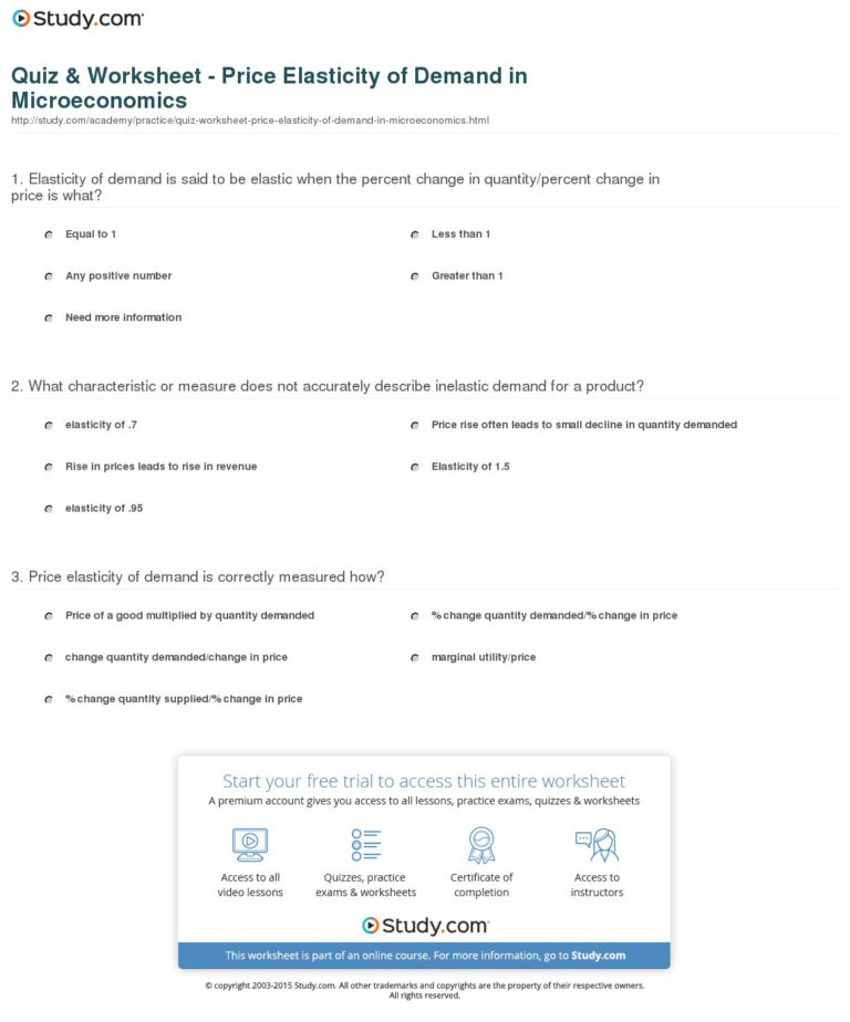Elasticity Of Demand Worksheet Answers — db-excel.com