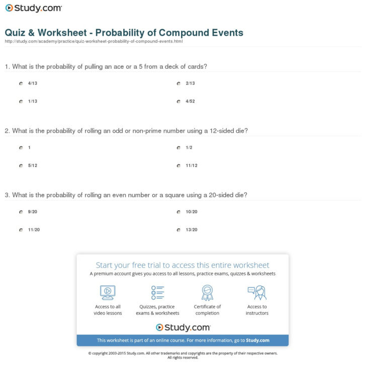 Probability Of Compound Events Worksheet — db-excel.com