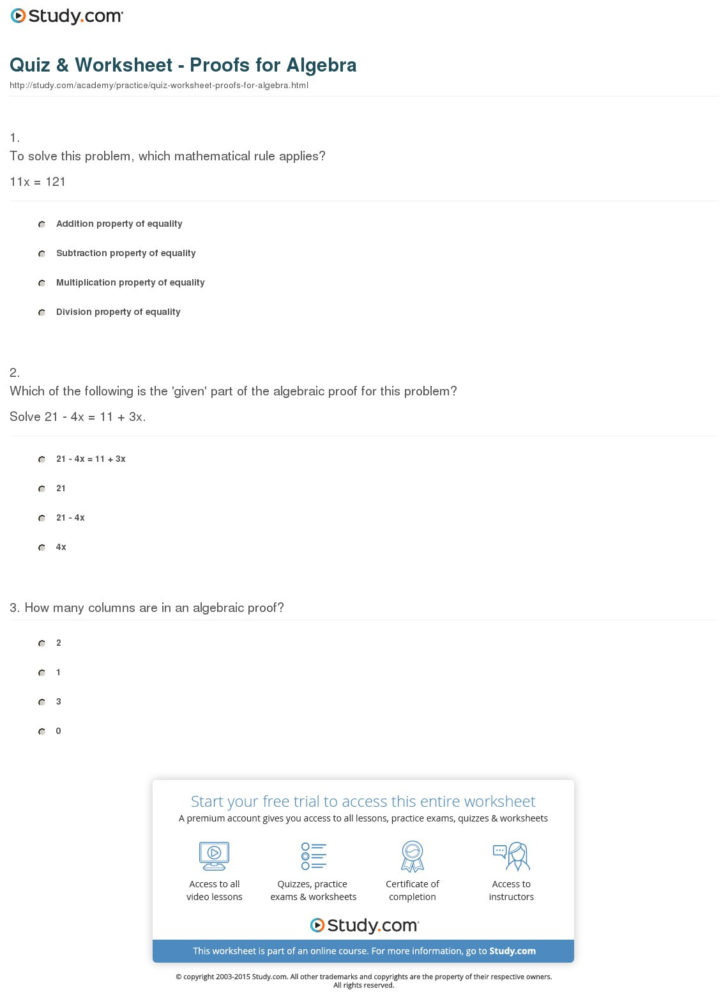 Algebraic Proofs Worksheet With Answers — db-excel.com