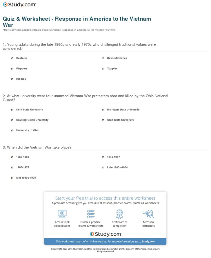 Vietnam War Worksheet Answer Key — db-excel.com