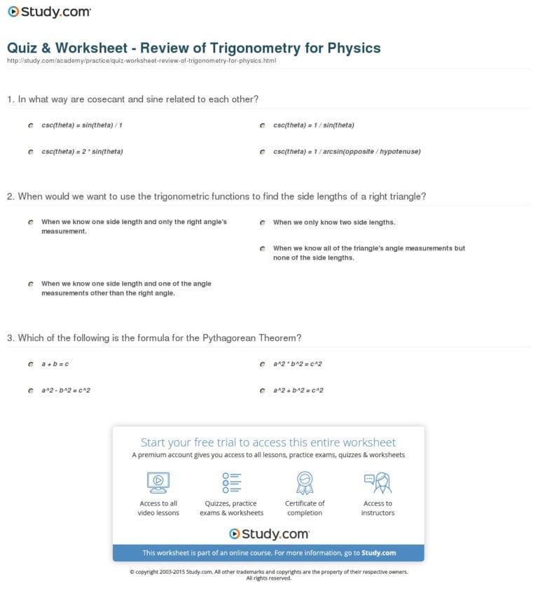 Review Trigonometry Worksheet — db-excel.com