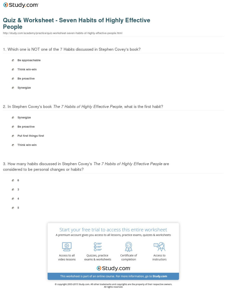 Habit 6 Synergize Worksheet Answers — db-excel.com