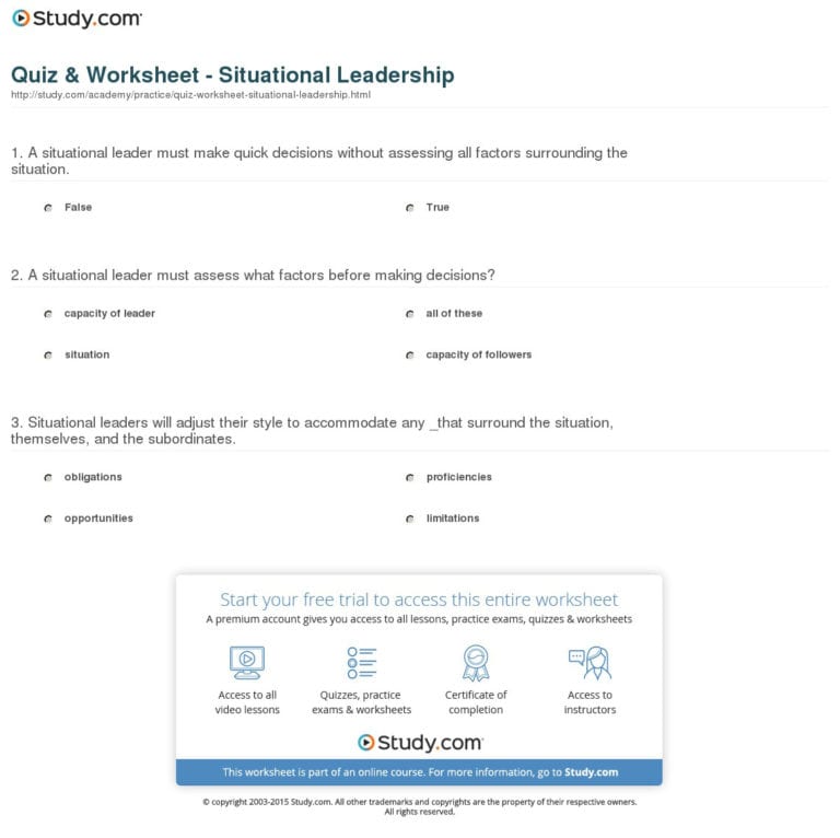 Situational Leadership Worksheet — db-excel.com