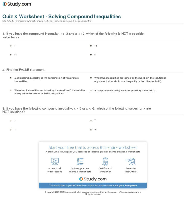 Compound Inequalities Worksheet — db-excel.com