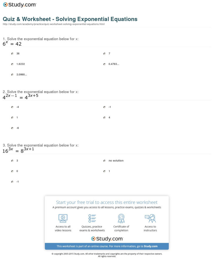 Solving Exponential Equations Worksheet With Answers — db-excel.com