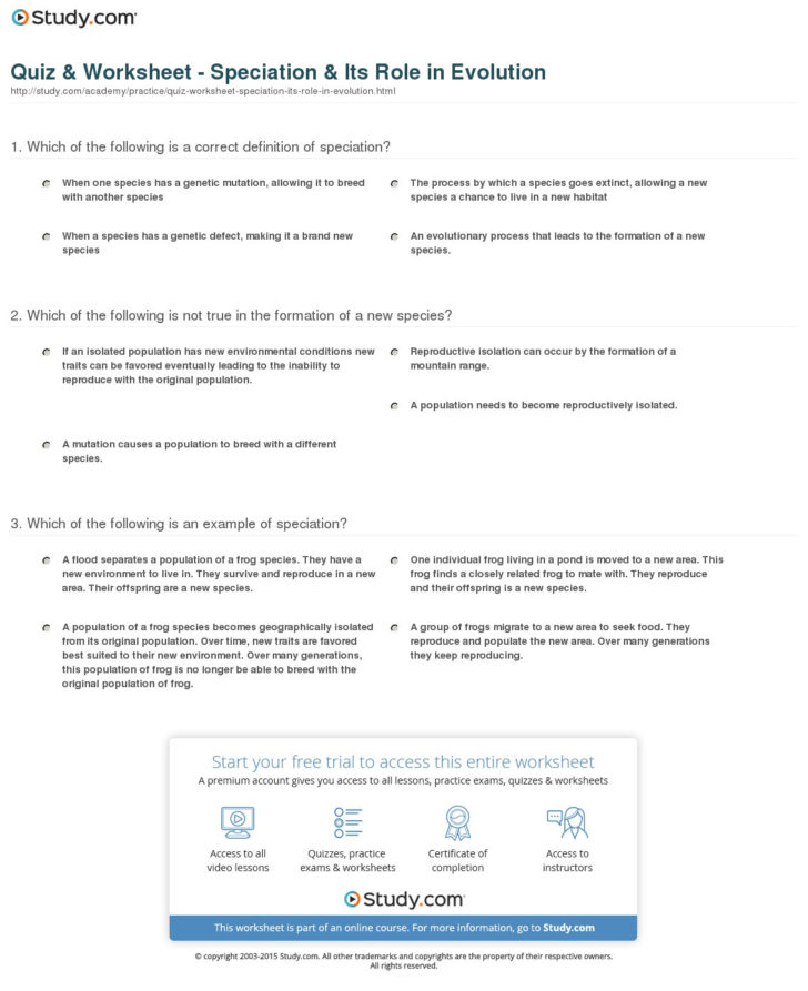 Quiz Worksheet Speciation Its Role In Evolution — db-excel.com