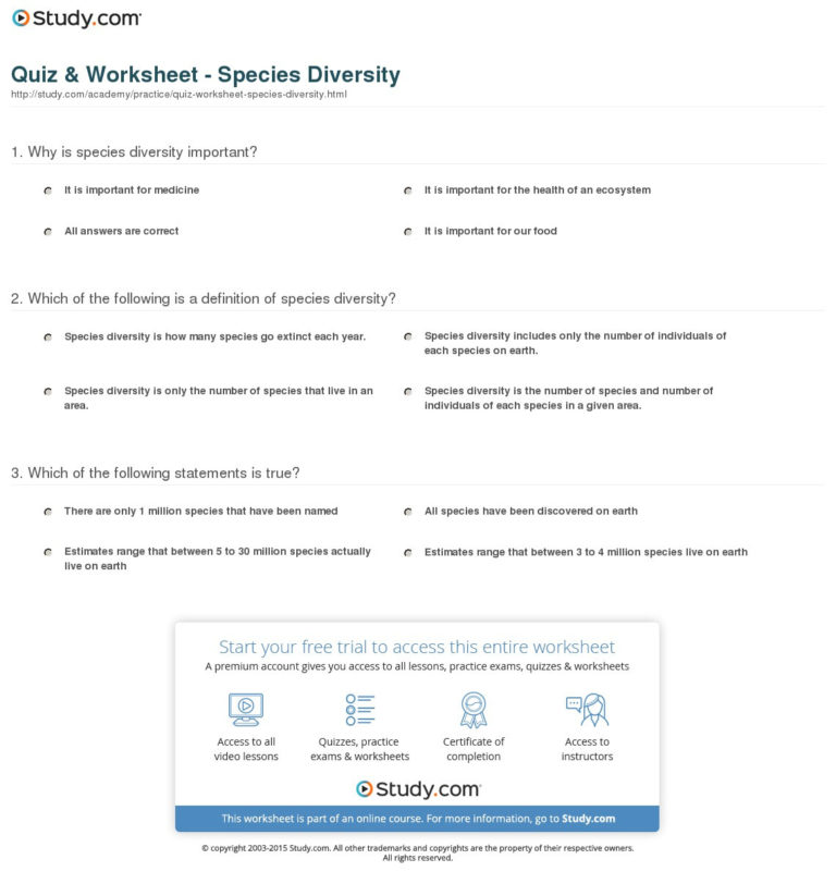 Quiz Worksheet Species Diversity Study — db-excel.com