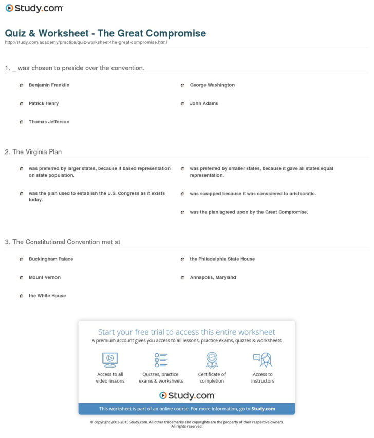 Quiz Worksheet The Great Compromise Study — db-excel.com