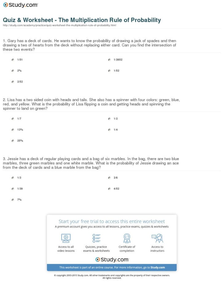 Complement Probability Worksheet With Answers — db-excel.com