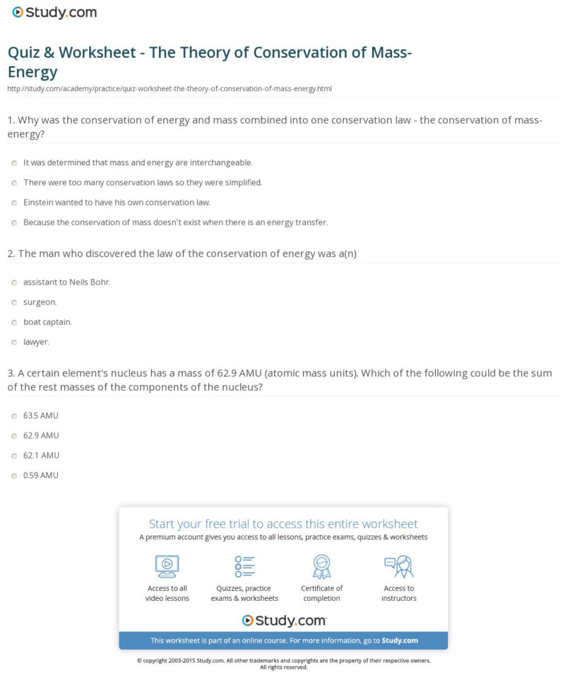 Conservation Of Mass Worksheet — db-excel.com