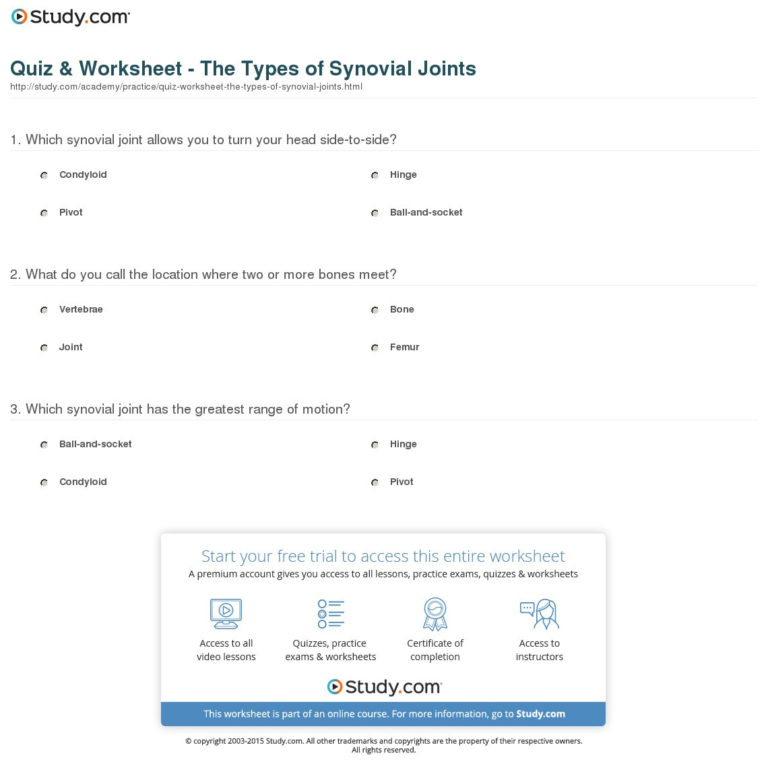 Joints And Movement Worksheet — db-excel.com