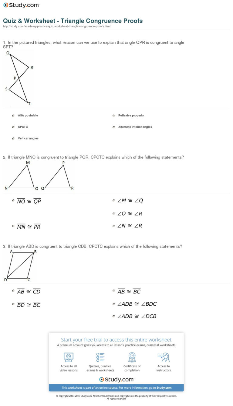 Chapter 4 Congruent Triangles Worksheet Answers — db-excel.com