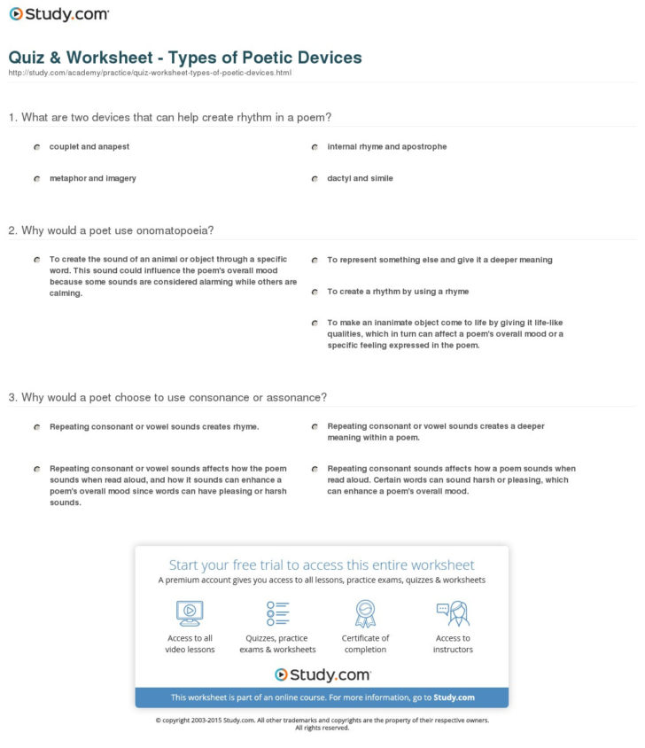 Quiz Worksheet Types Of Poetic Devices Study — db-excel.com